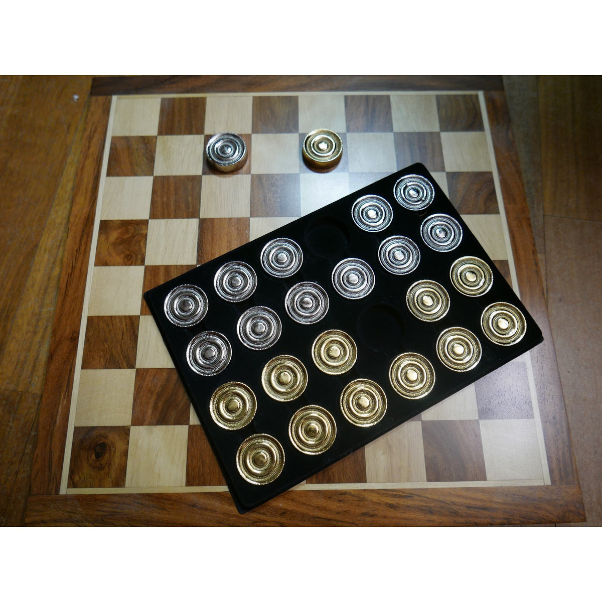 Marker till Damspel, Checker set i Guld Silver plate OBS endast marker – peaceofhome.se