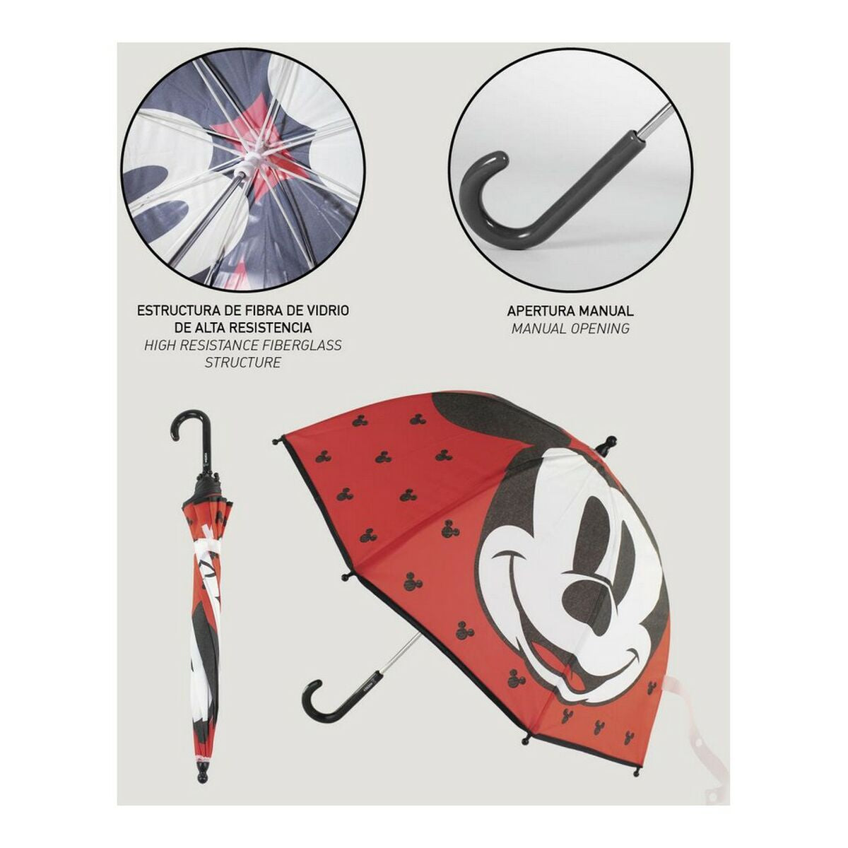 Paraply Mickey Mouse Röd (Ø 71 cm) – peaceofhome.se